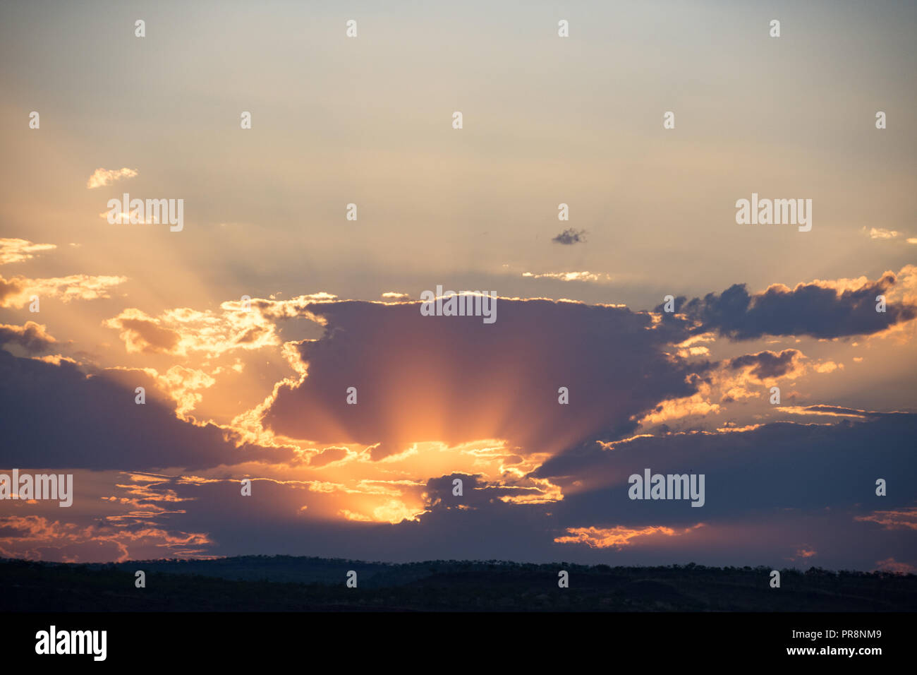Sunset with dramatic clouds over the Kimberley, Western Australia Stock ...