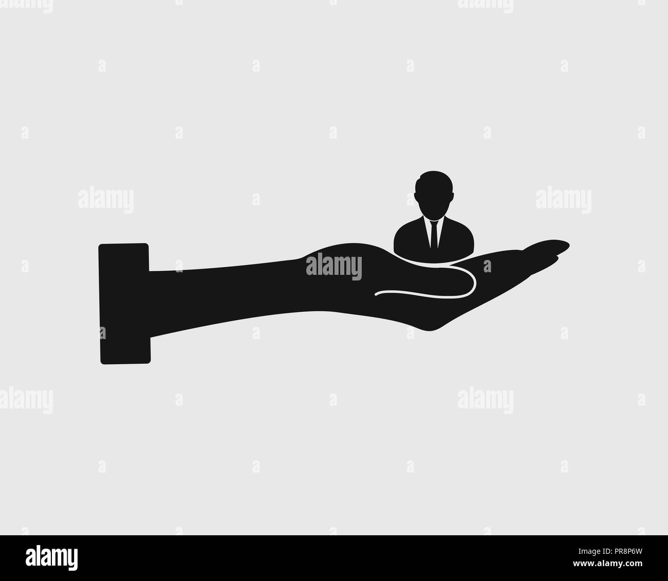 Customer care icon. Man symbol on hand sign Stock Vector Image & Art ...