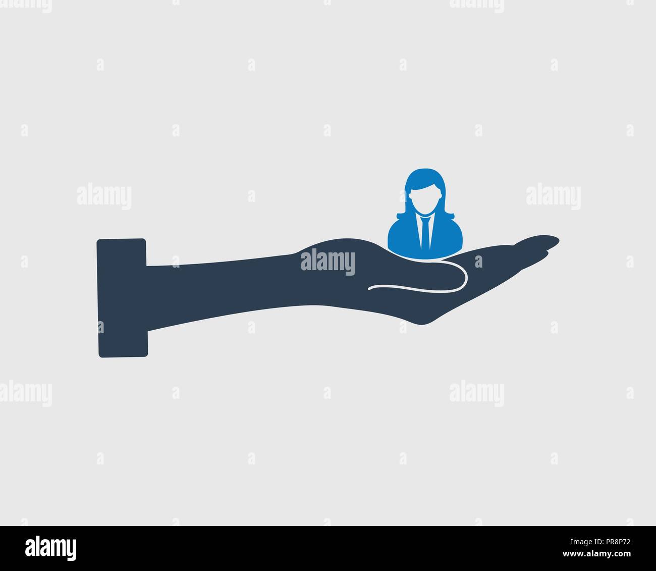 Customer care icon. Female symbol on hand sign Stock Vector Image & Art ...