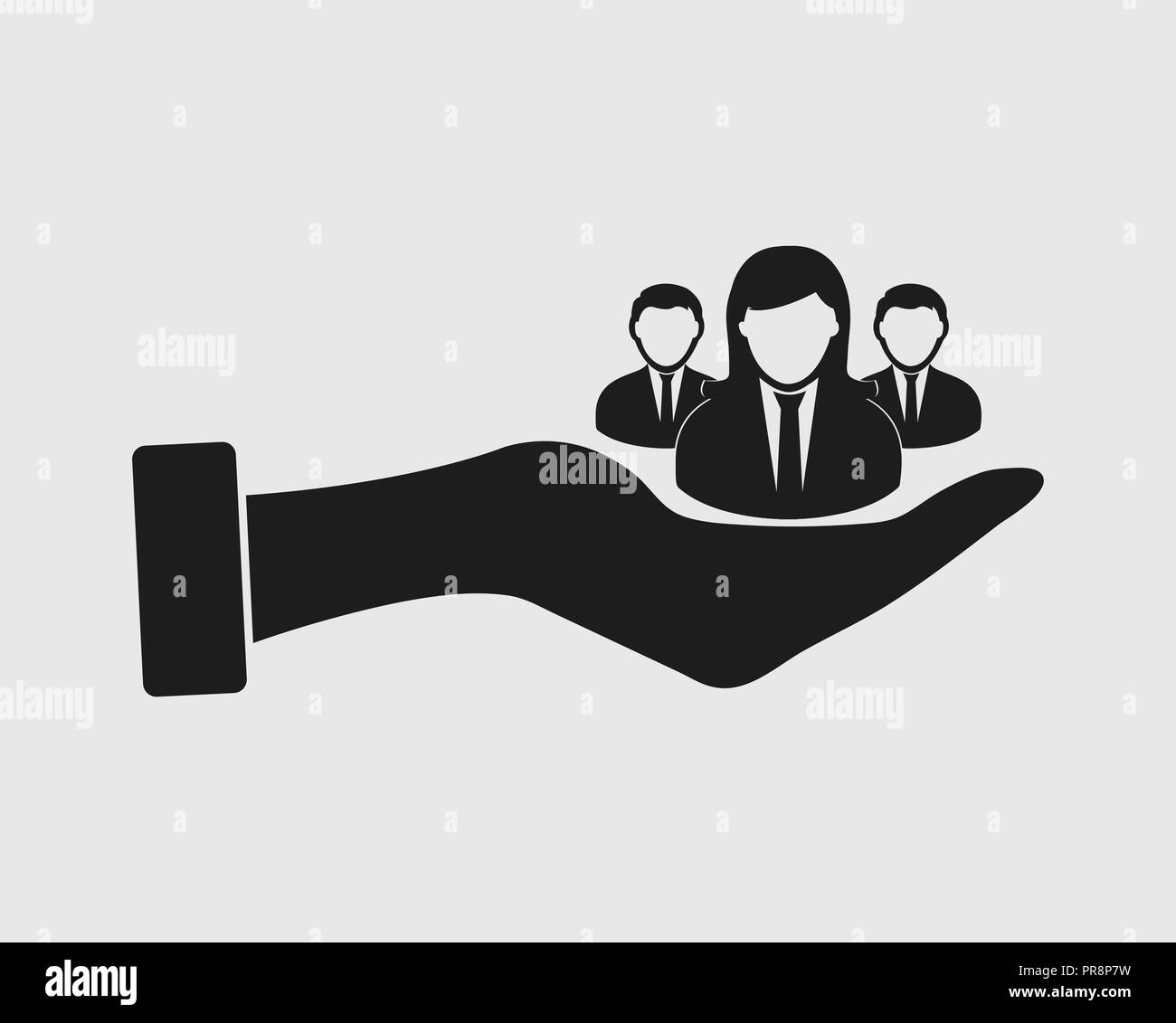 Value-added user icon. Group of male and female symbols on hand Stock ...