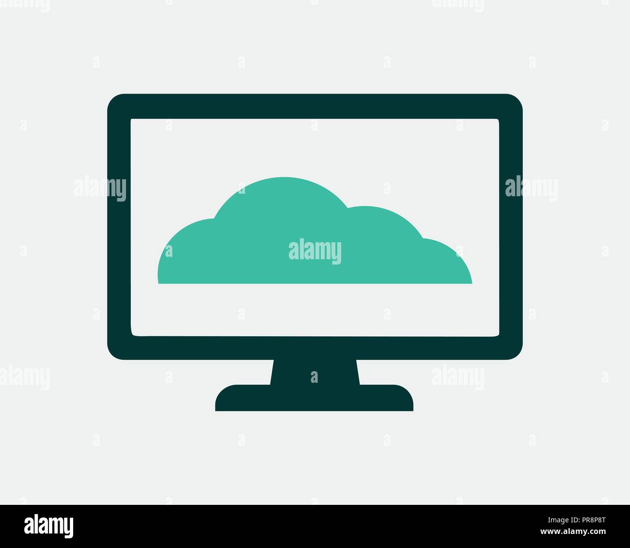 Cloud Icon on Computer Monitor Flat style vector EPS Stock Vector Image ...