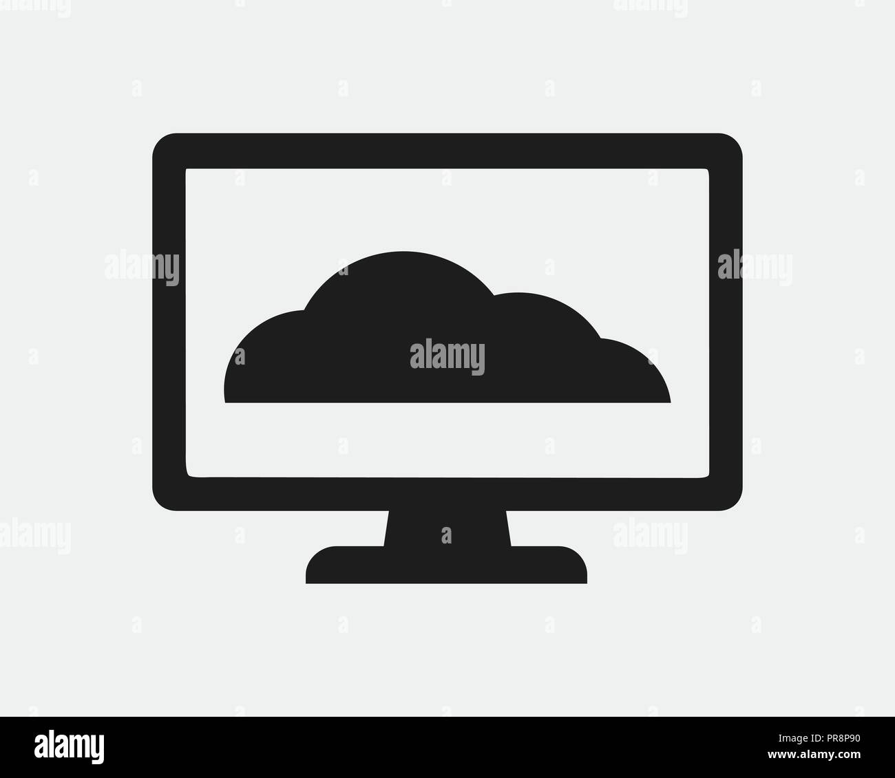 Cloud Icon on Computer Monitor Flat style vector EPS Stock Vector Image ...