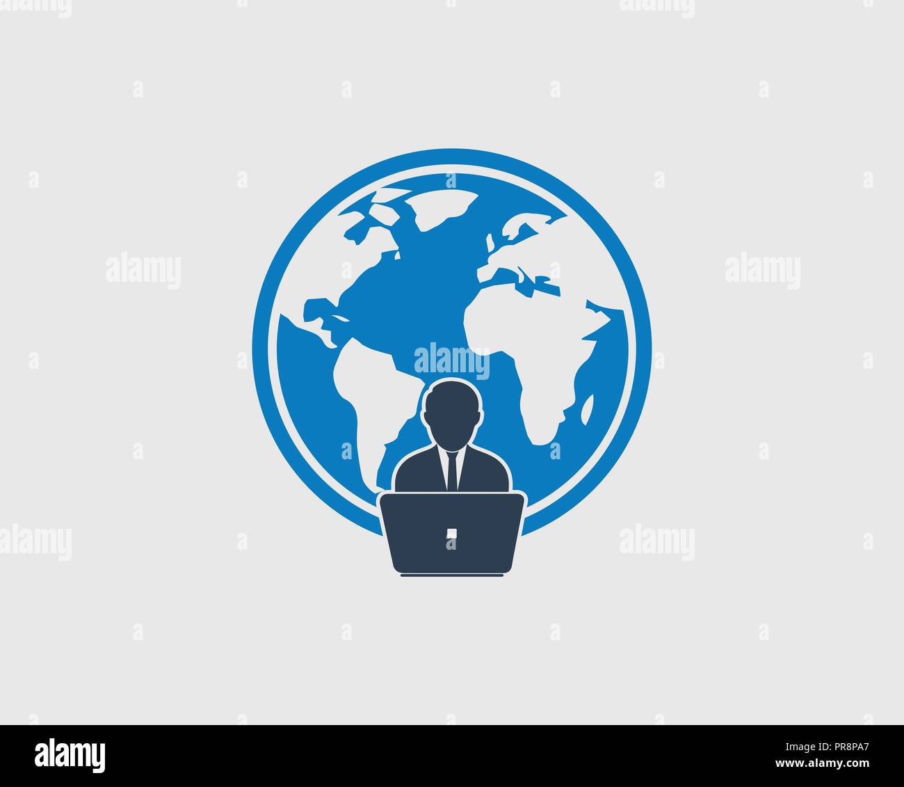 Global communication icon with Globe and man symbol Stock Vector Image ...