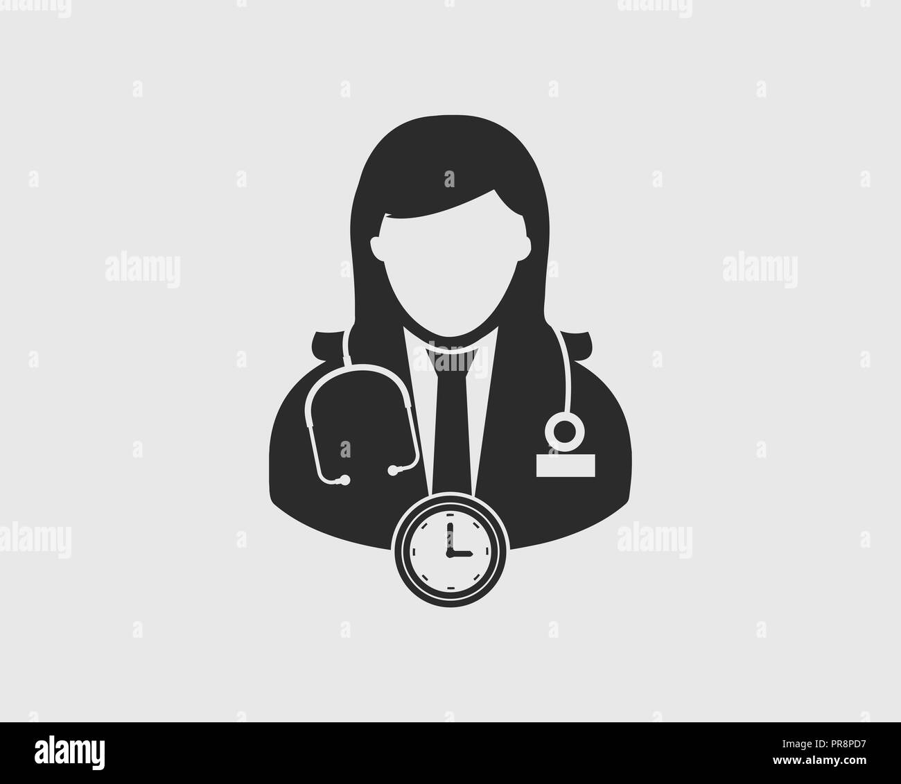 Stethoscope icon flat color Black and White Stock Photos & Images - Alamy