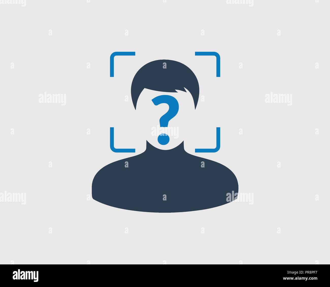 Biometrics face recognition icon on gray background Stock Vector Image ...