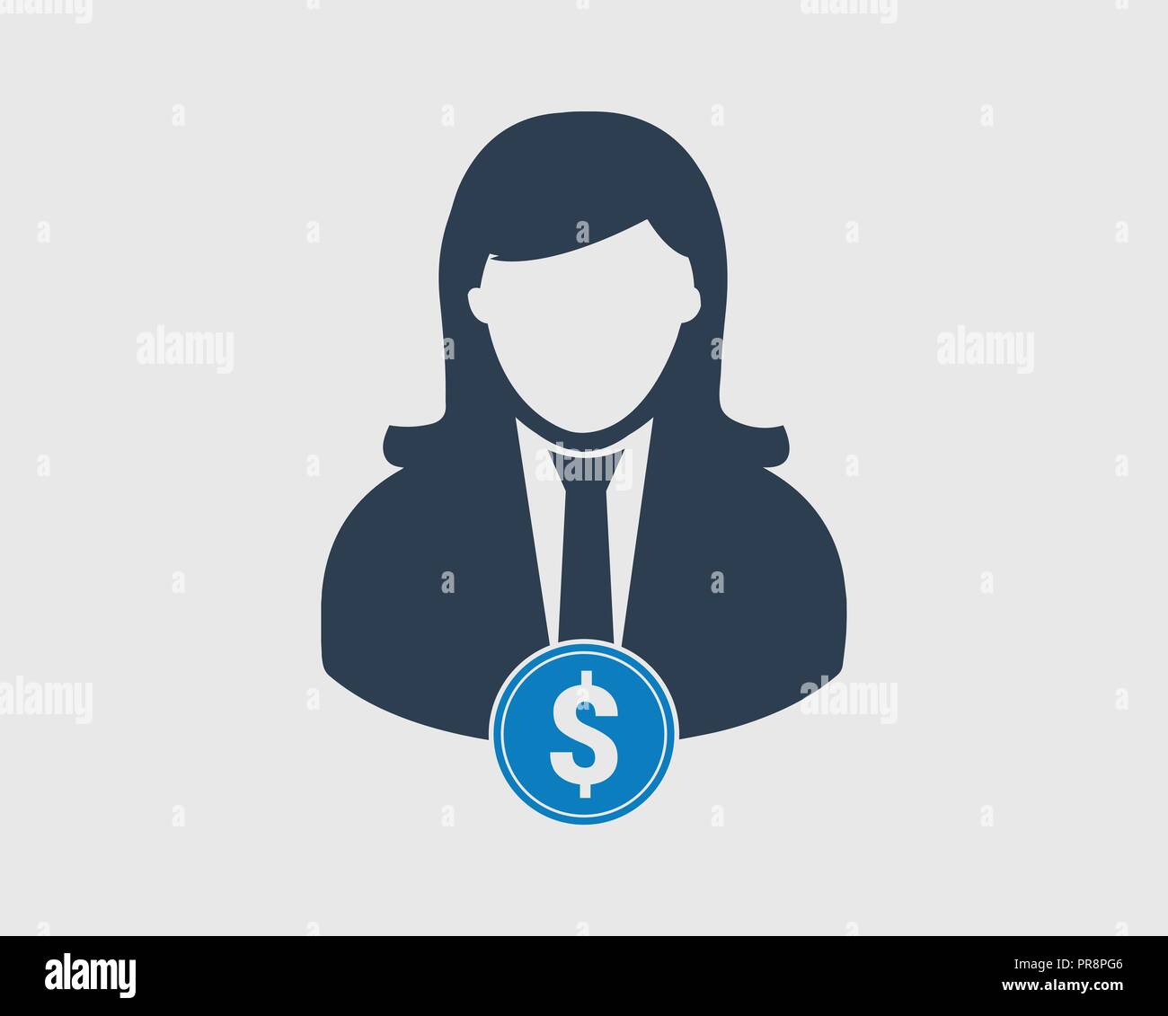 Female Financial Manager Icon on gray background Stock Vector Image ...
