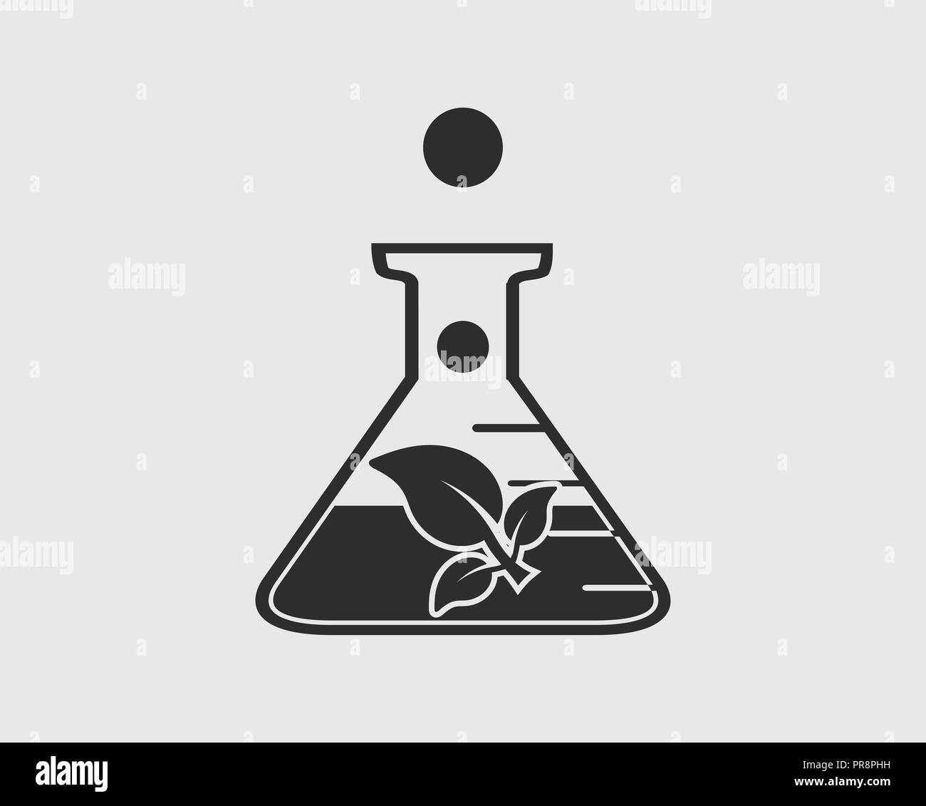 Bio Technology Icon. Plant symbol on flask sign Stock Vector Image ...