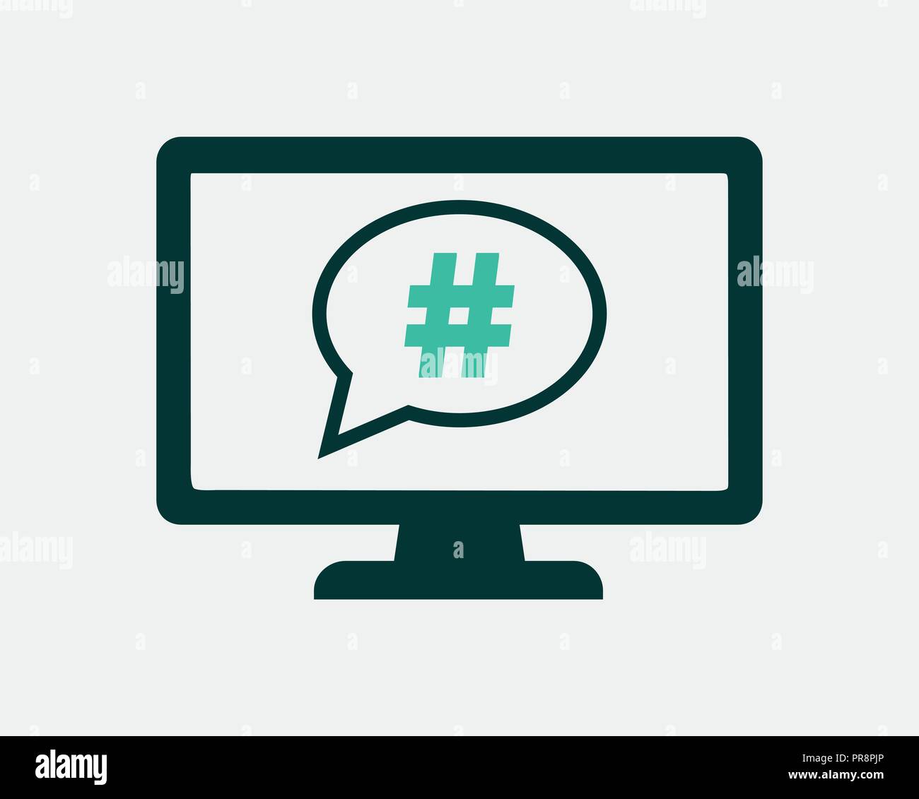 Hash tagging icon on computer screen Stock Vector Image & Art - Alamy