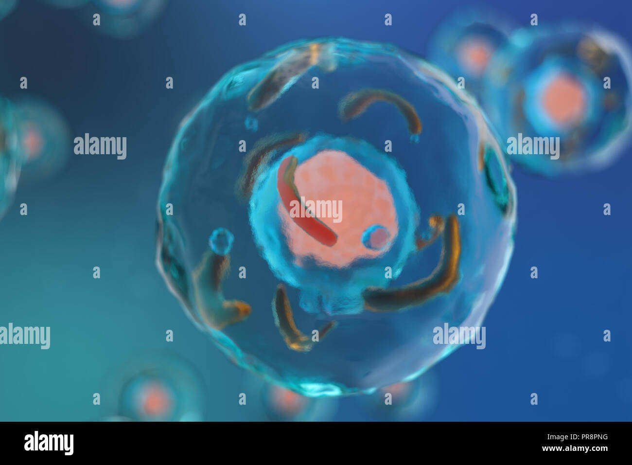 3D illustration cell of a living organism, scientific concept ...