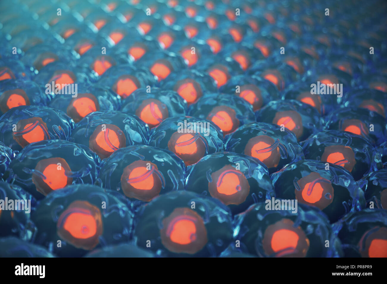 3D Illustration human cells. Cell colony. Concept of science and ...