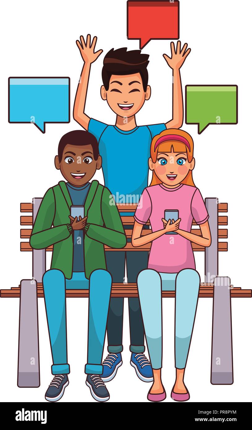 Friends using smartphones for texting Stock Vector Image & Art - Alamy