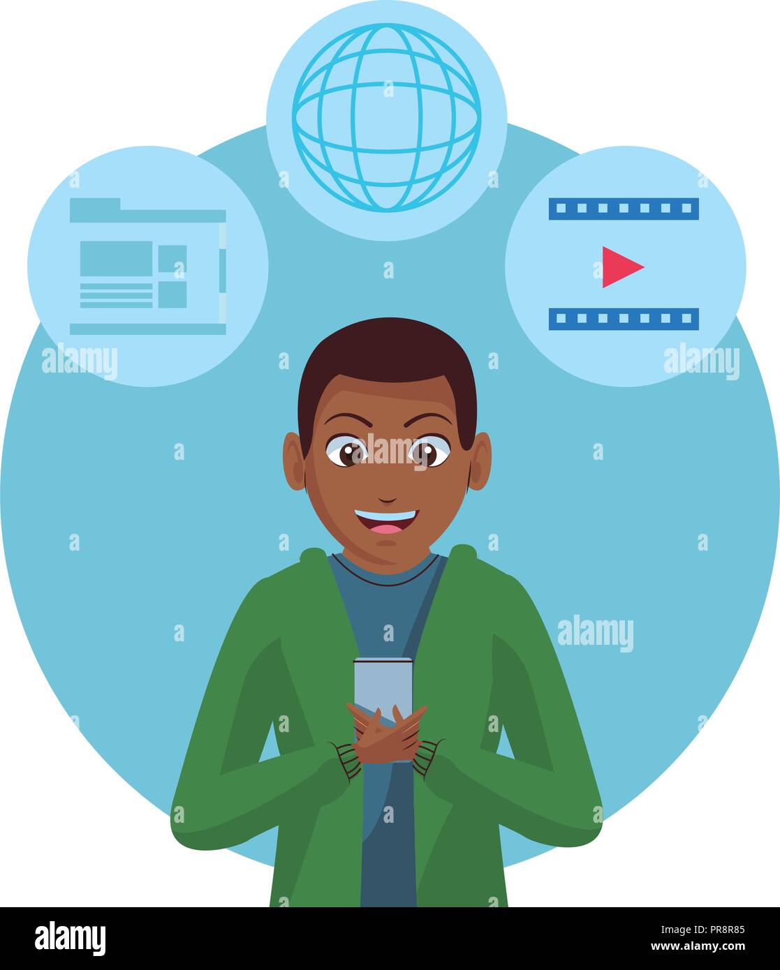 Man using smartphone for social media Stock Vector Image & Art - Alamy