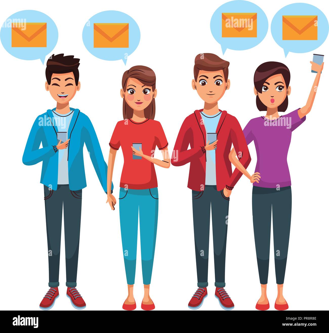 Young women using phone Stock Vector Images - Alamy