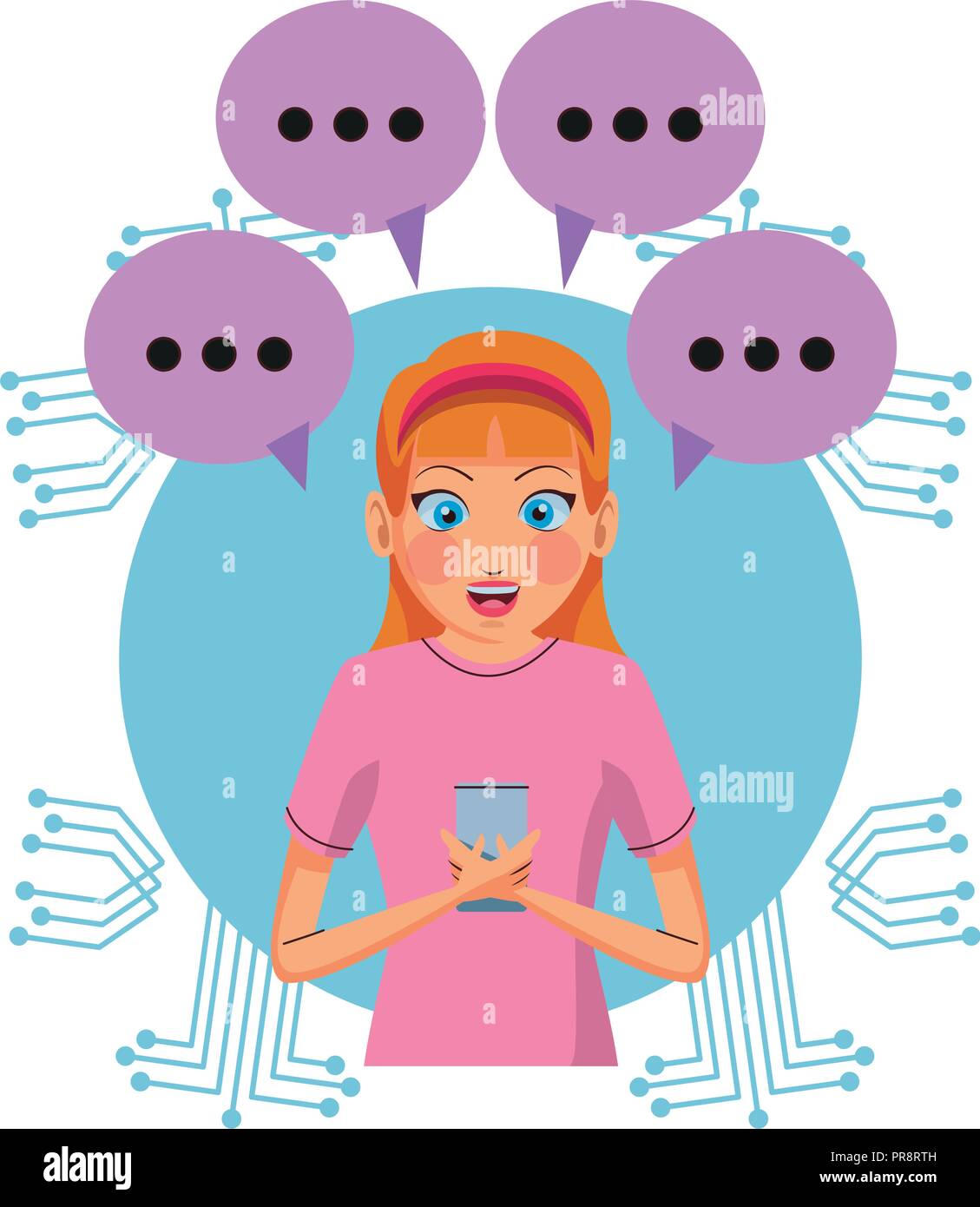 Woman texting online mobile Cut Out Stock Images & Pictures - Alamy