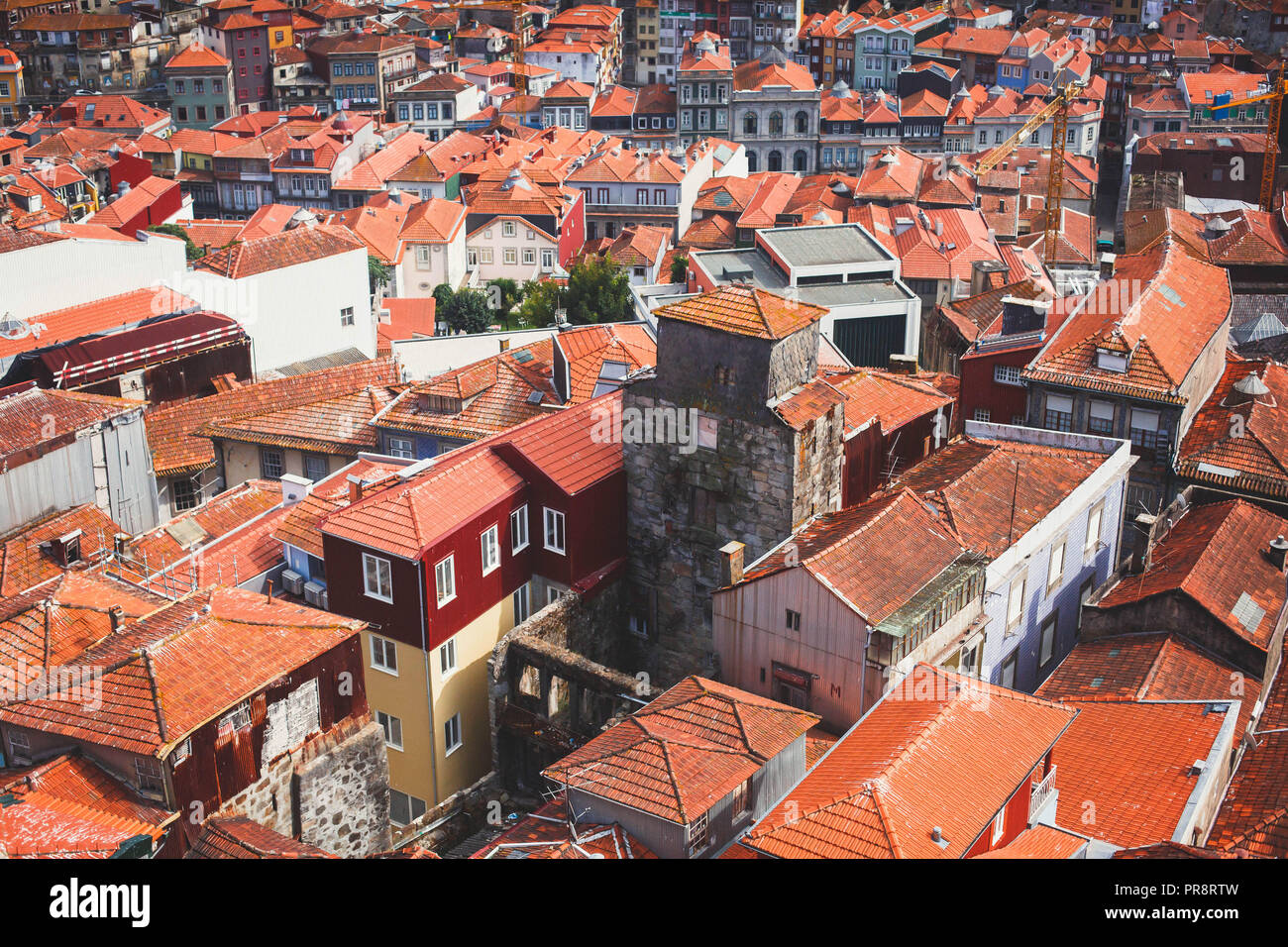 Beautiful super wide-angle summer aerial view of Porto, Norte Portugal ...