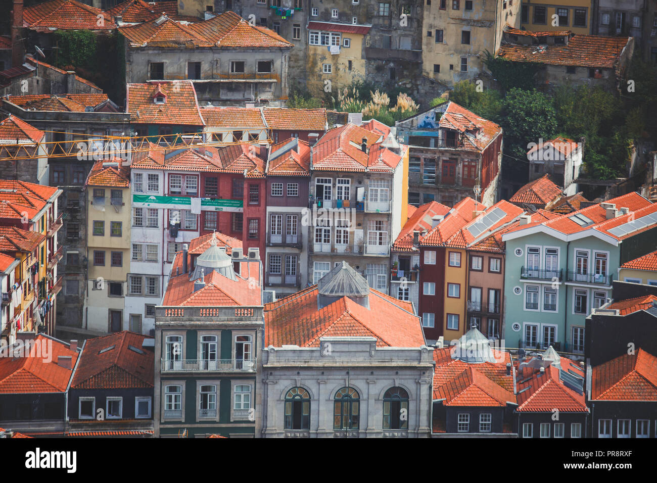 Beautiful super wide-angle summer aerial view of Porto, Norte Portugal ...