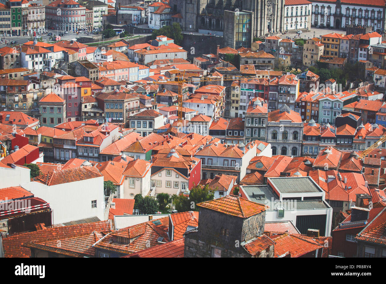 Beautiful super wide-angle summer aerial view of Porto, Norte Portugal ...