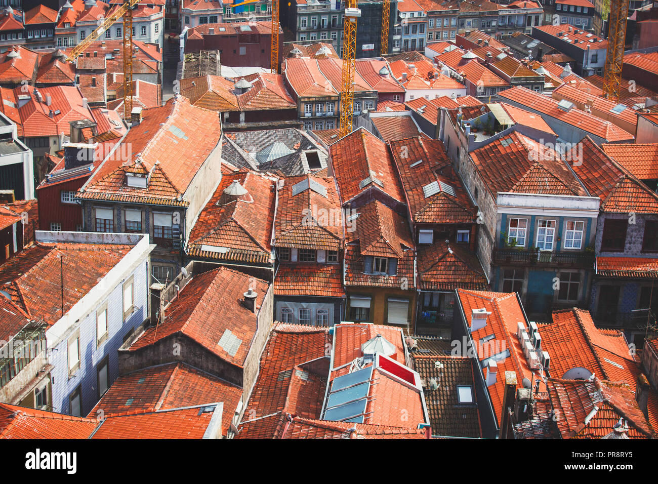 Beautiful super wide-angle summer aerial view of Porto, Norte Portugal ...