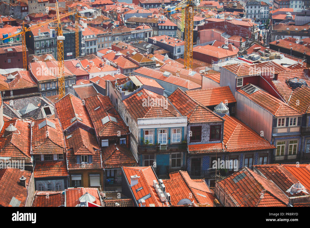 Beautiful super wide-angle summer aerial view of Porto, Norte Portugal ...
