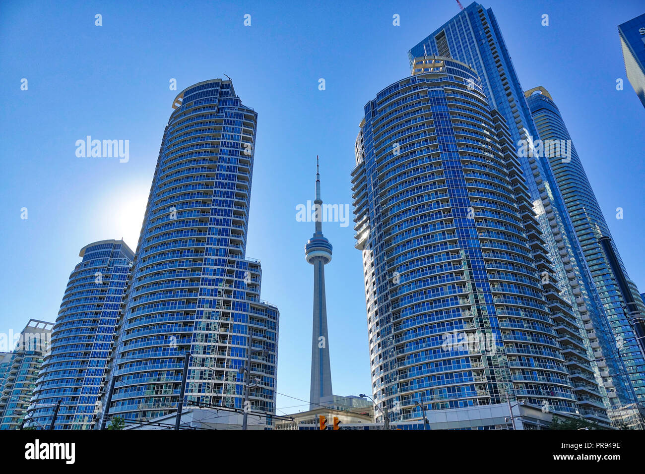 Toronto financial district skyline view from Ontario Lake Stock Photo ...
