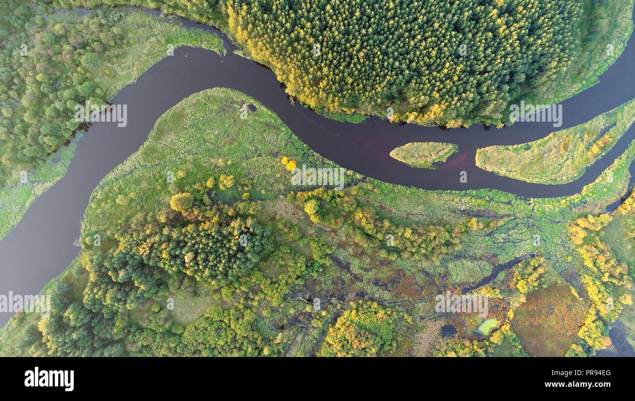 Aerial wiev of natural river Stock Photo - Alamy