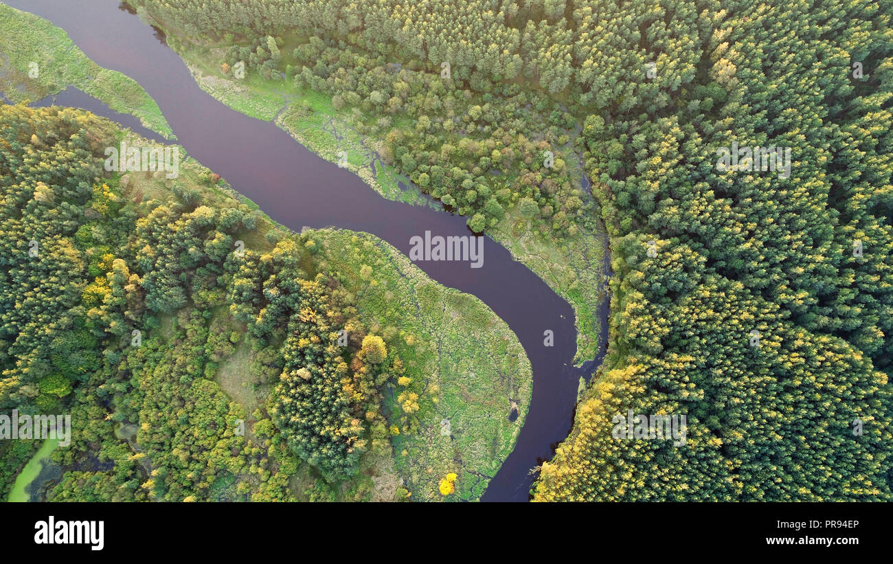 Aerial wiev of natural river Stock Photo - Alamy