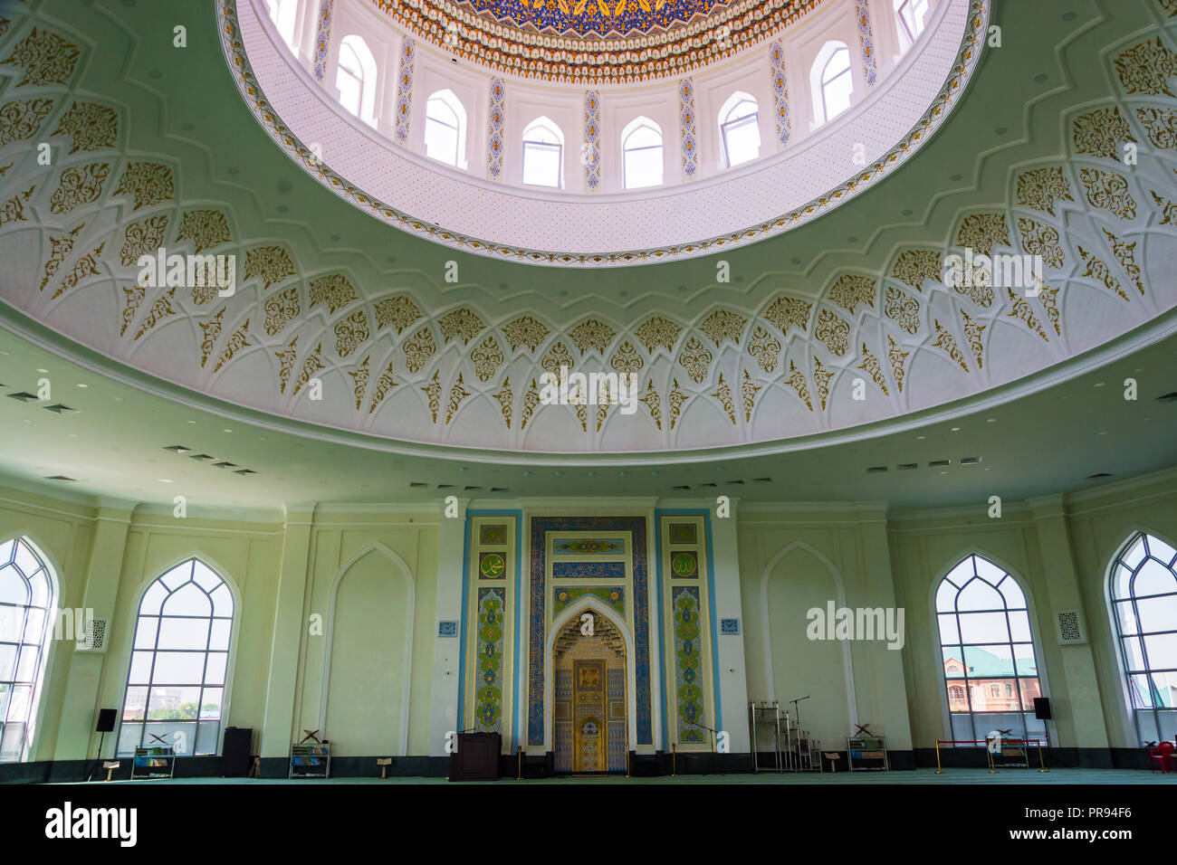 Beautiful painted inside white mosque Minor in Tashkent, Uzbekistan ...