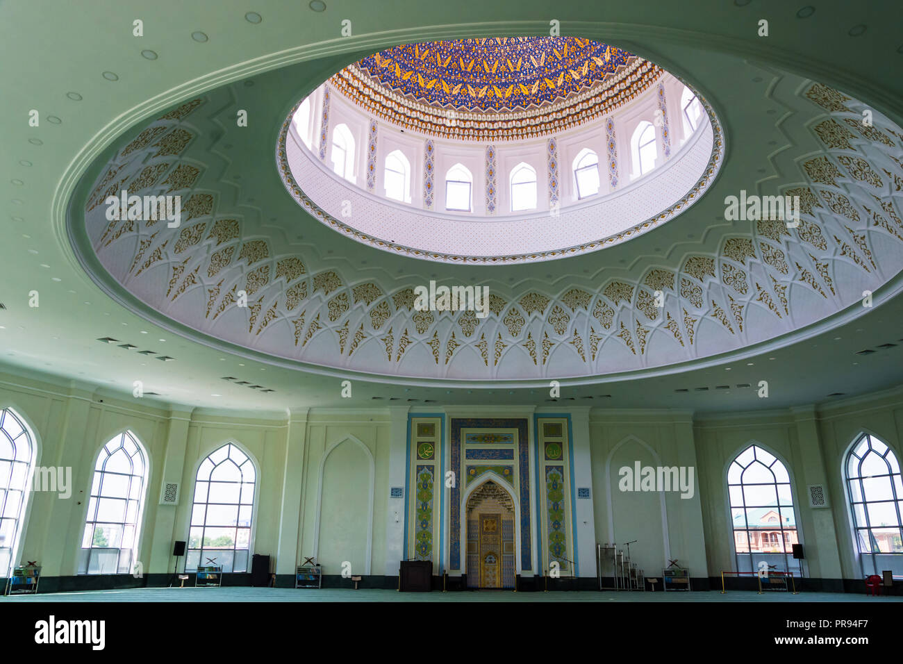 Beautiful painted inside white mosque Minor in Tashkent, Uzbekistan ...