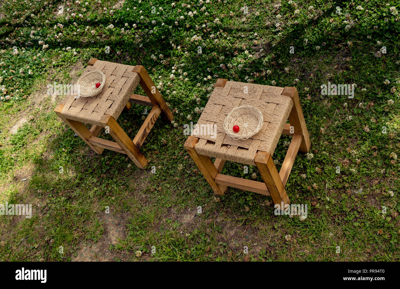 Decorative stool object as a furniture item in view Stock Photo - Alamy