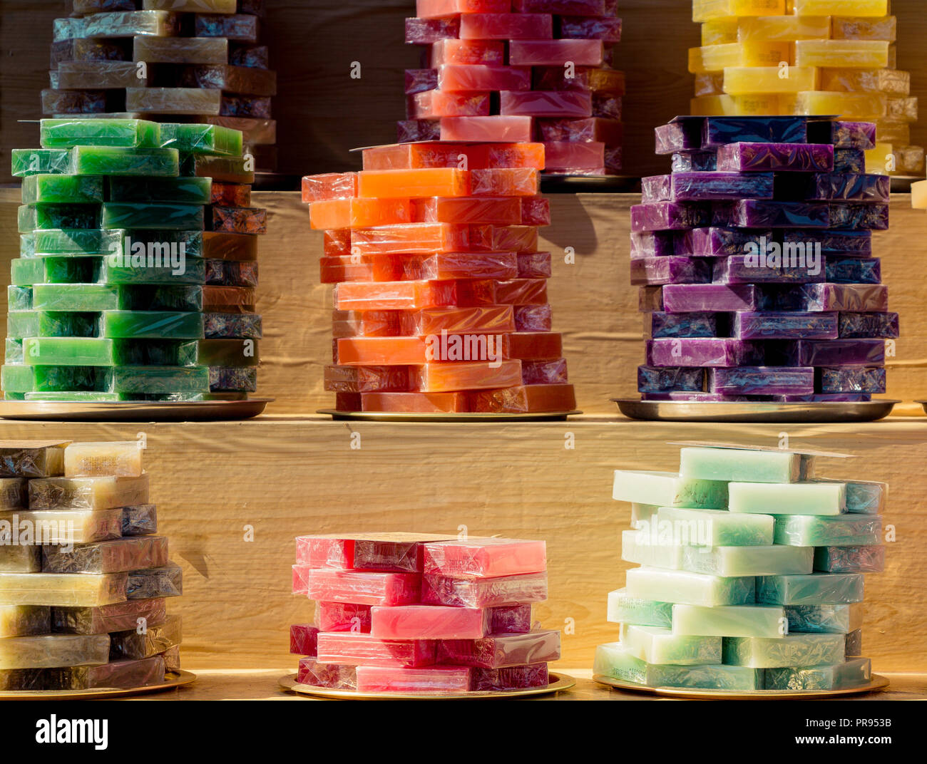 Collection of bars of fragrant hand made organic soap Stock Photo - Alamy