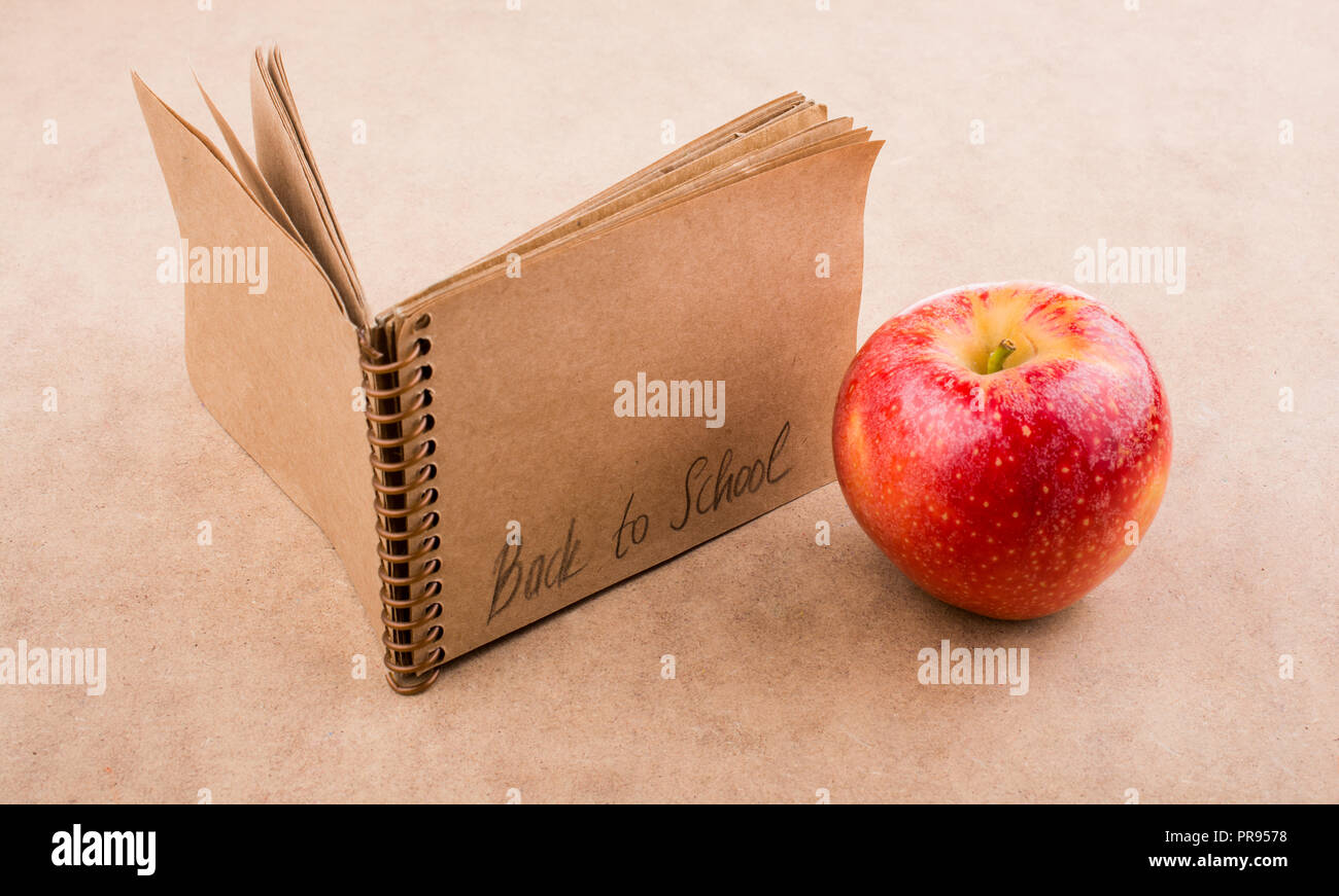 Back to school lettering with with a notebook on ground Stock Photo - Alamy