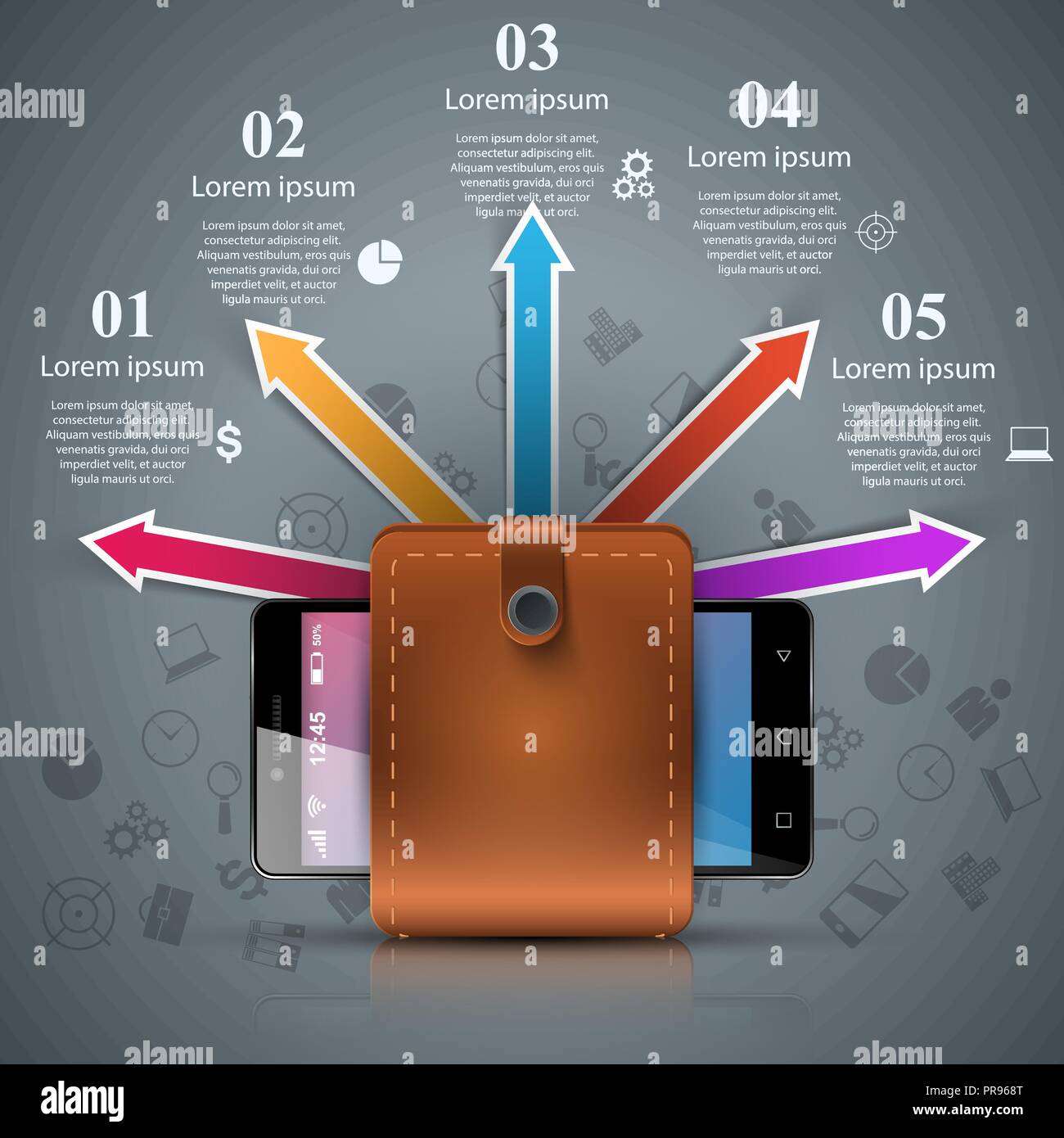 Smartphone, wallet, digital icon. Business infographic Stock Vector ...