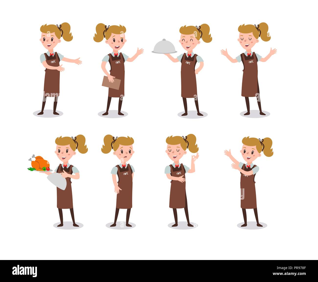 waiter wearing the uniform holding a dish of chicken cartoon character ...