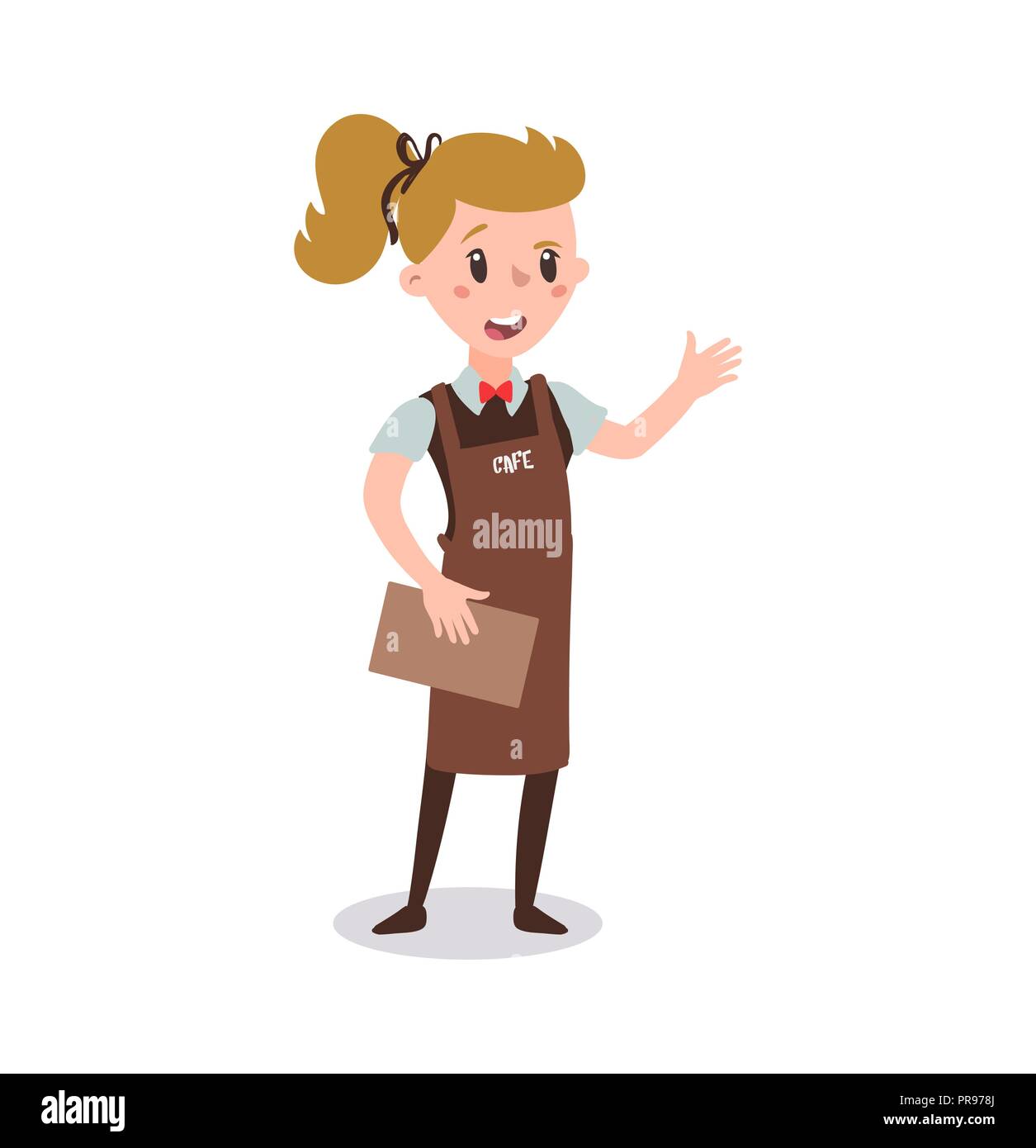 waiter wearing the uniform holding a dish of chicken cartoon character ...