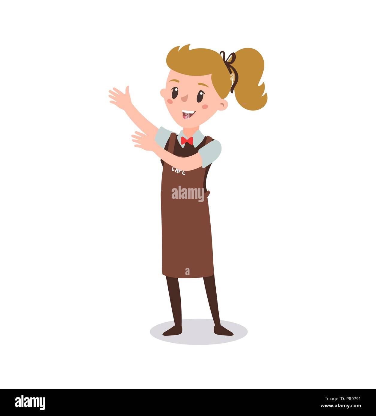 waiter wearing the uniform holding a dish of chicken cartoon character ...