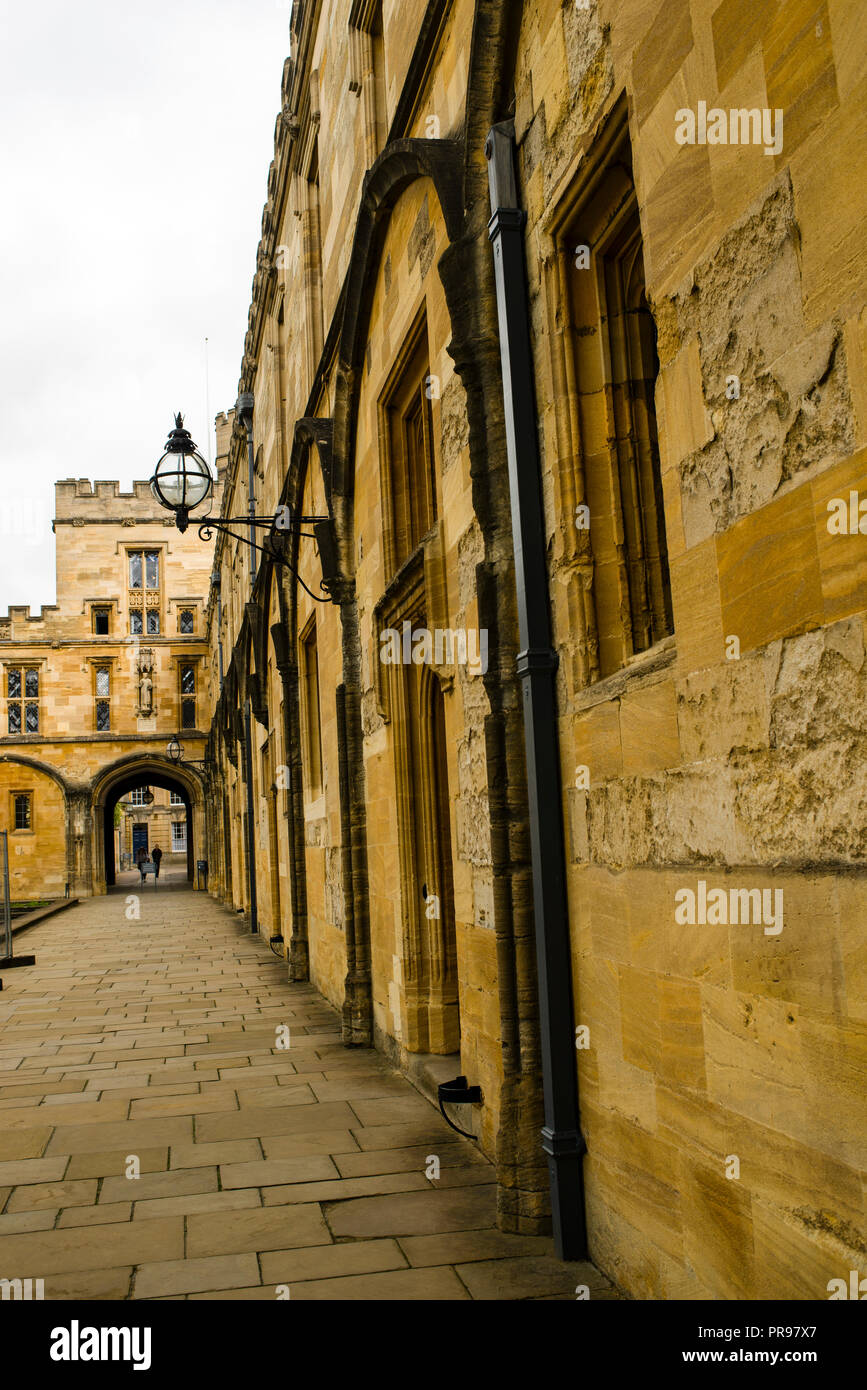 Architectural crenellation at Christ Church College in Oxford, England ...