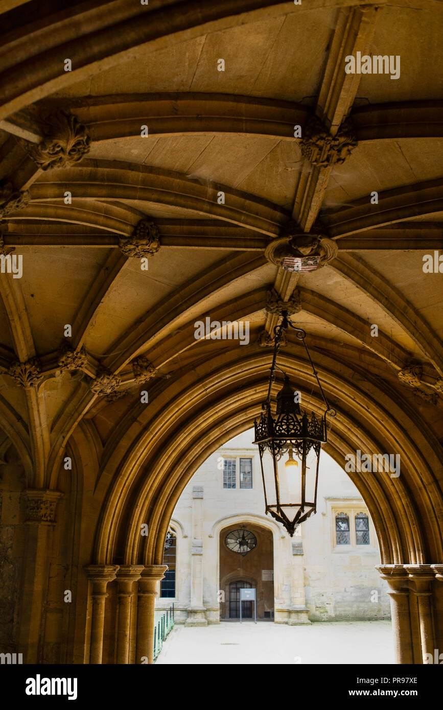 Stone rib Gothic style ceiling at Oxford University, Oxford, England ...