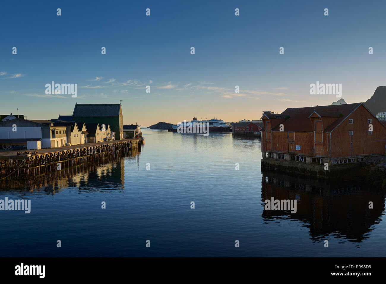 Old Norwegian Fishing Warehouses On The Waterfront In Svolvær Harbour ...