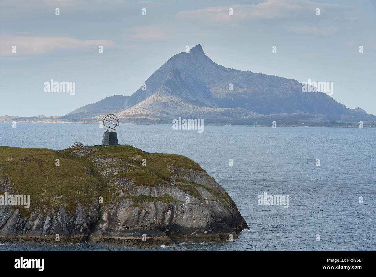 Arctic Circle Monument at Vikingen marking the Arctic Circle (66.33 Degrees North) in Norway ...