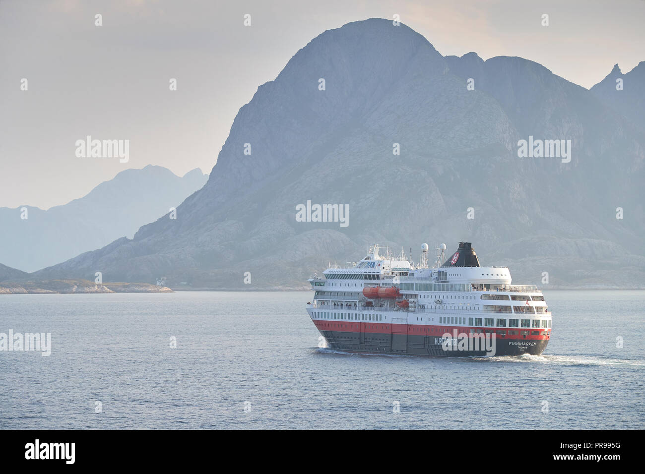 The Hurtigruten Ship, MS FINNMARKEN, Sailing Northbound, A Few Km North ...