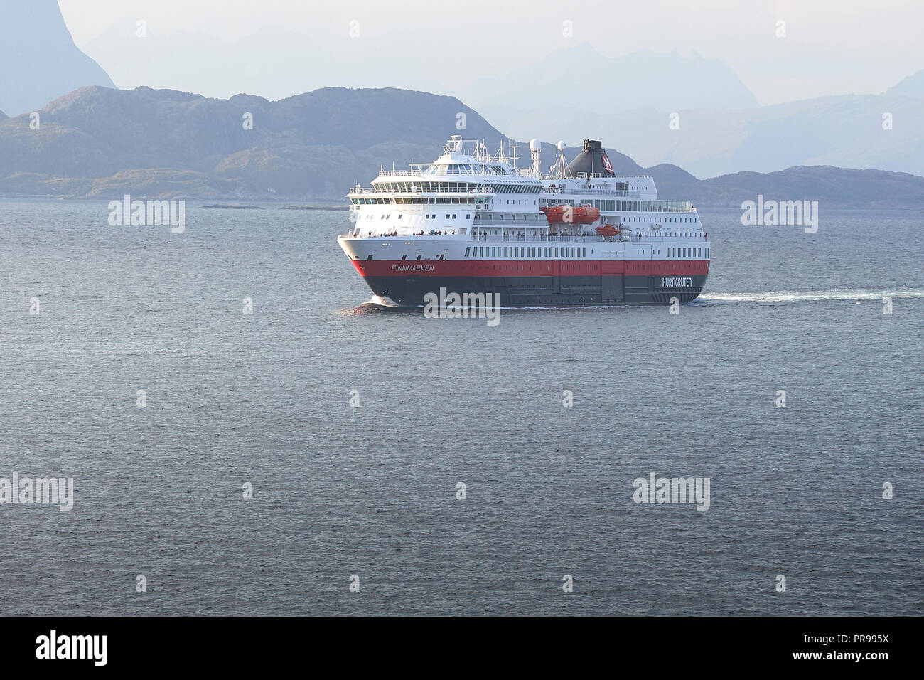 The Hurtigruten Ship, MS FINNMARKEN, Sailing Northbound, A Few Km North ...