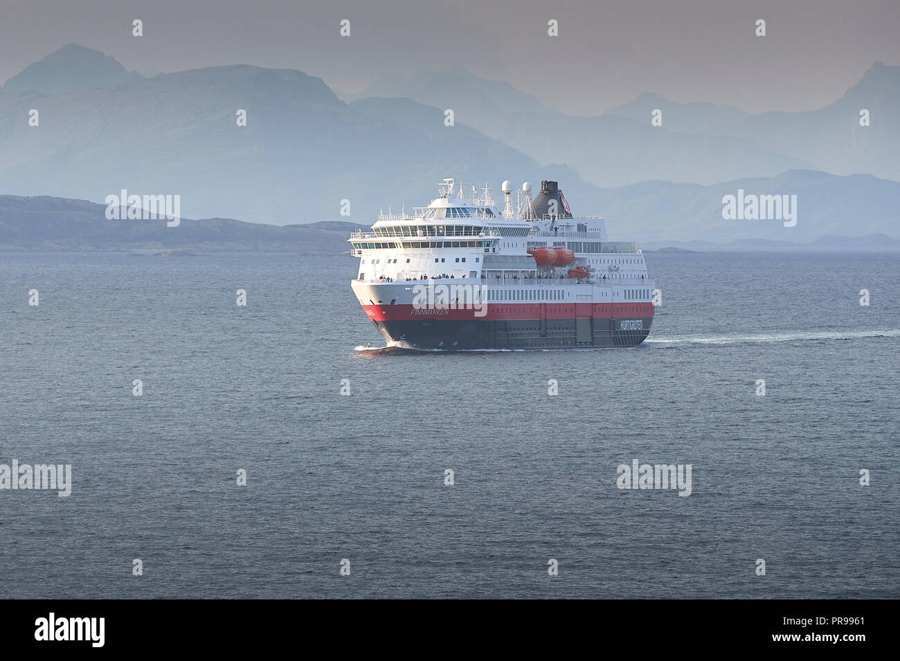 The Hurtigruten Ship, MS FINNMARKEN, Sailing Northbound, A Few Km North ...