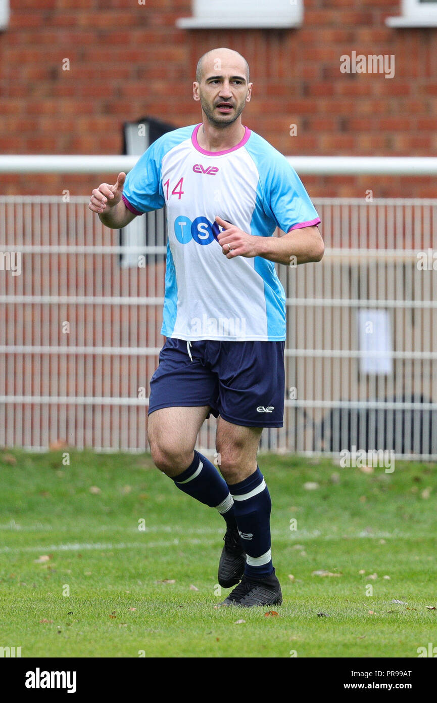 Reramzi Bedj-Bedj scores during the Journalists v MPs football match at ...