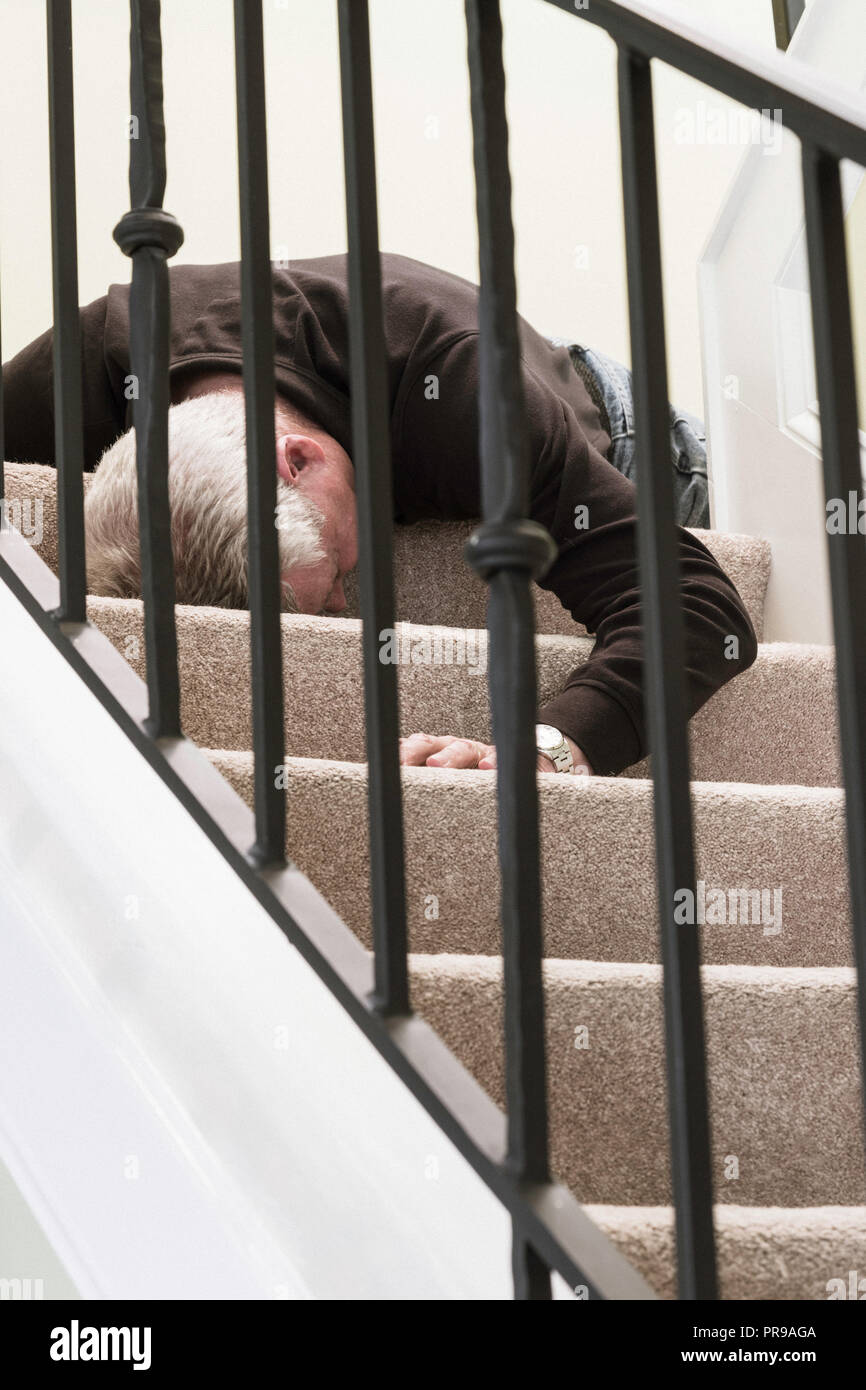 Senior Man Falling down Stairs Stock Photo - Alamy