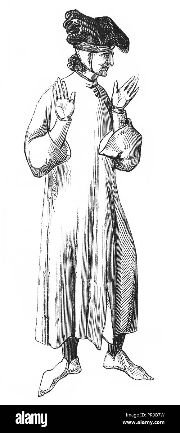 14th Century Illustration Of A Portrait Of A Middle Class Man In France After A Manuscript