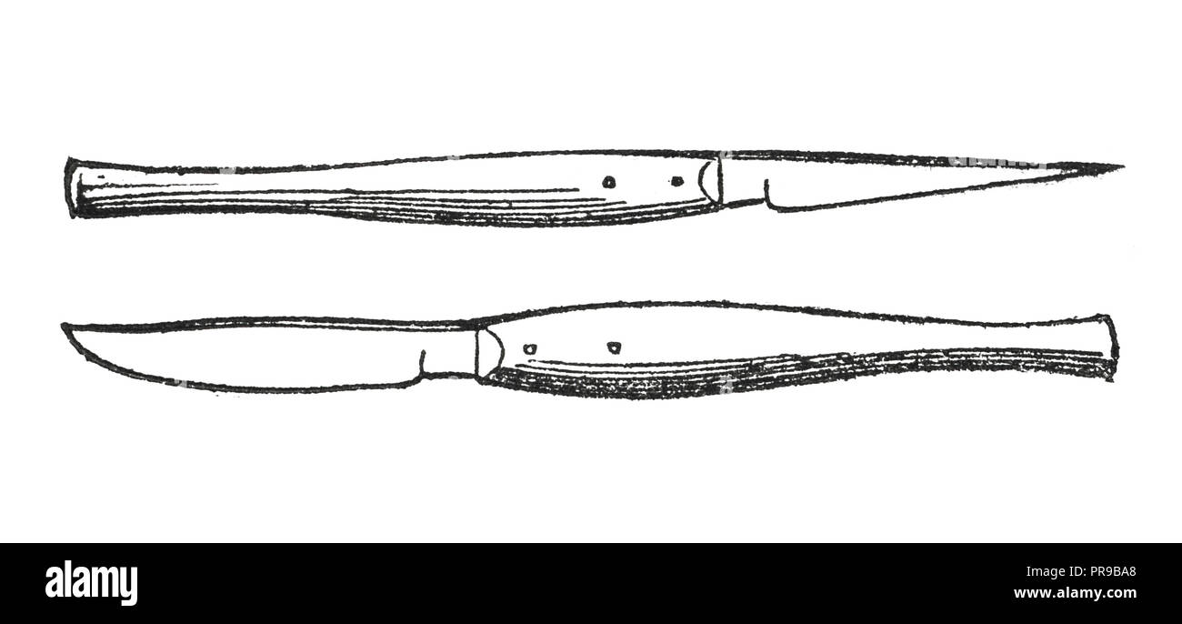 19th century illustration of scalpels. Original artwork published in Le ...