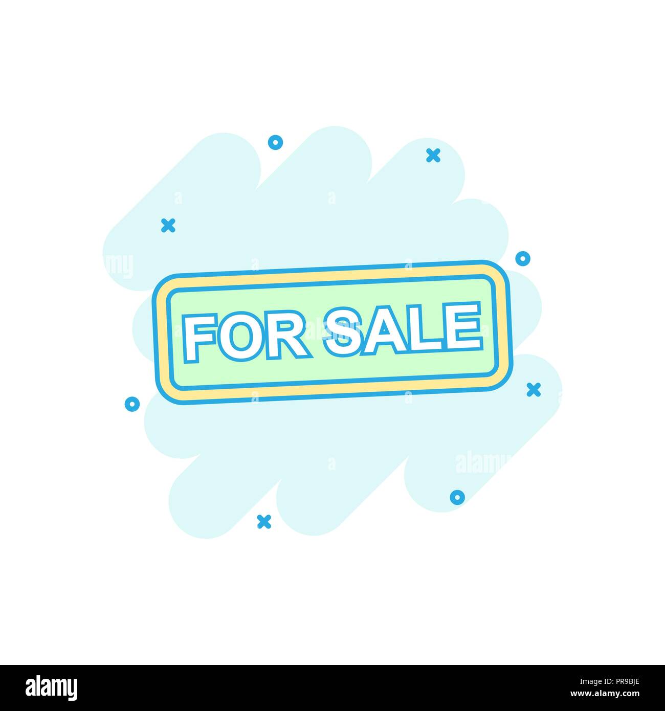 Cartoon colored for sale icon in comic style. Sell illustration ...