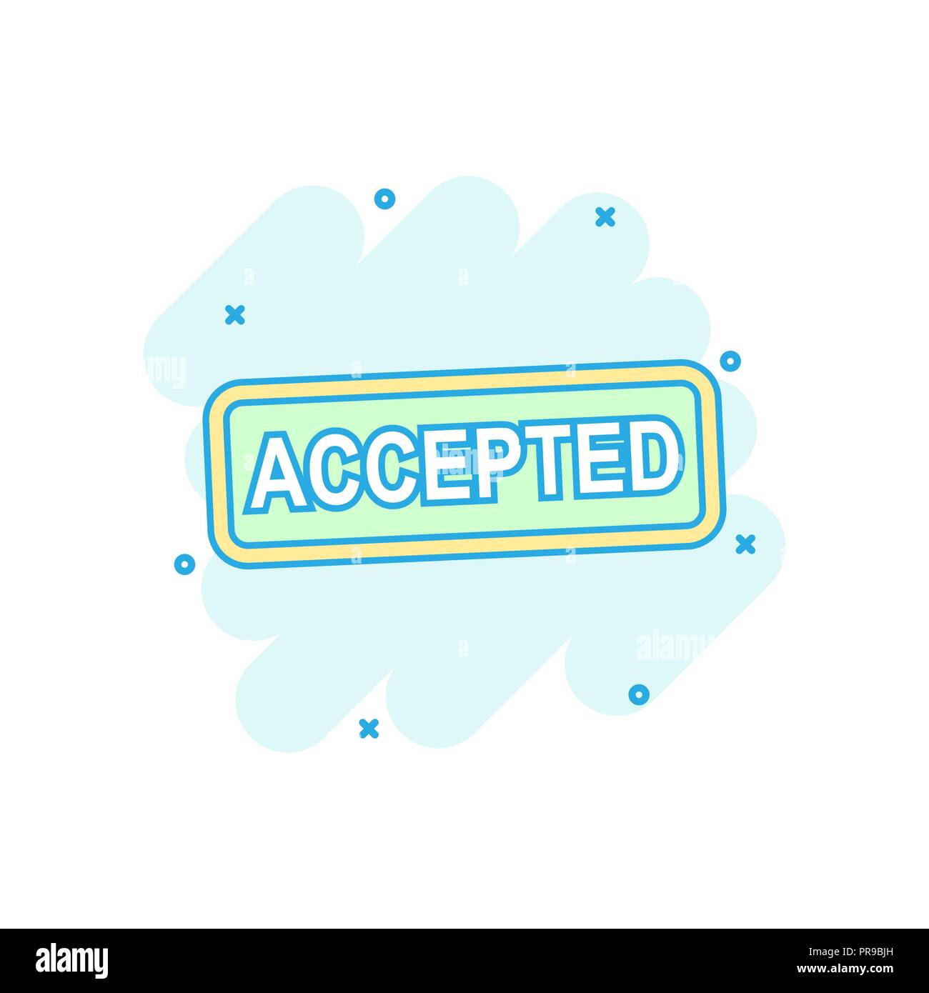 Cartoon colored accepted icon in comic style. Agree illustration ...