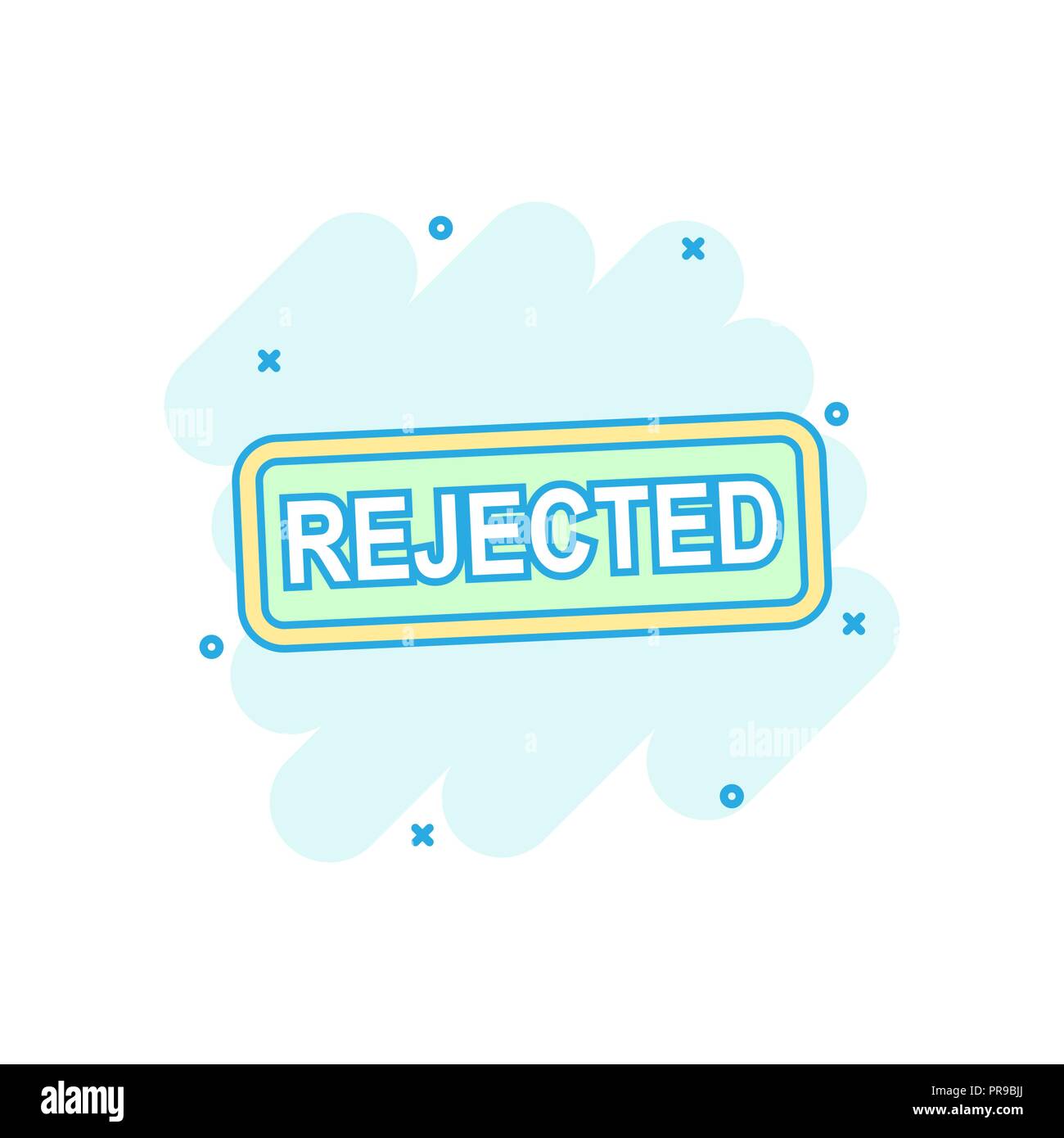 Cartoon colored rejected icon in comic style. Deny illustration ...