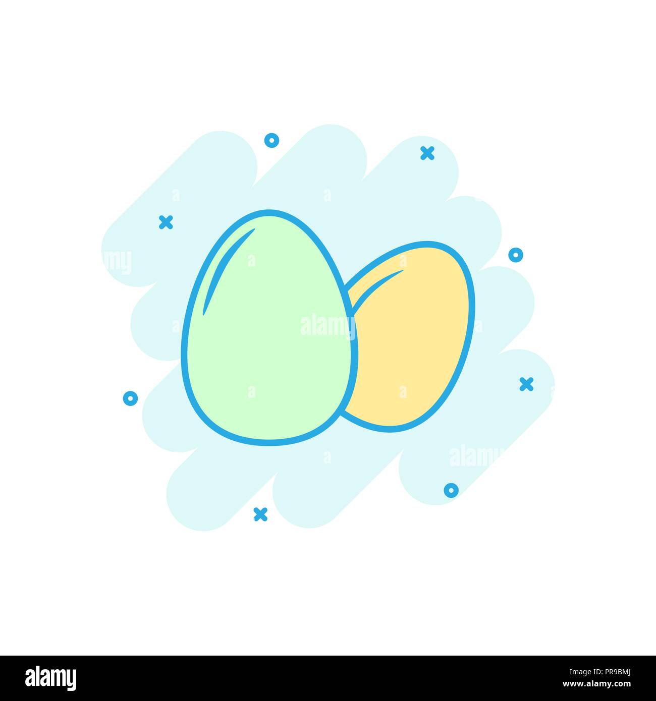 Cartoon colored egg icon in comic style. Eggshell illustration ...